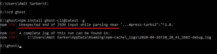 Unable to install ghost on windows 10 - Installation - Ghost Forum