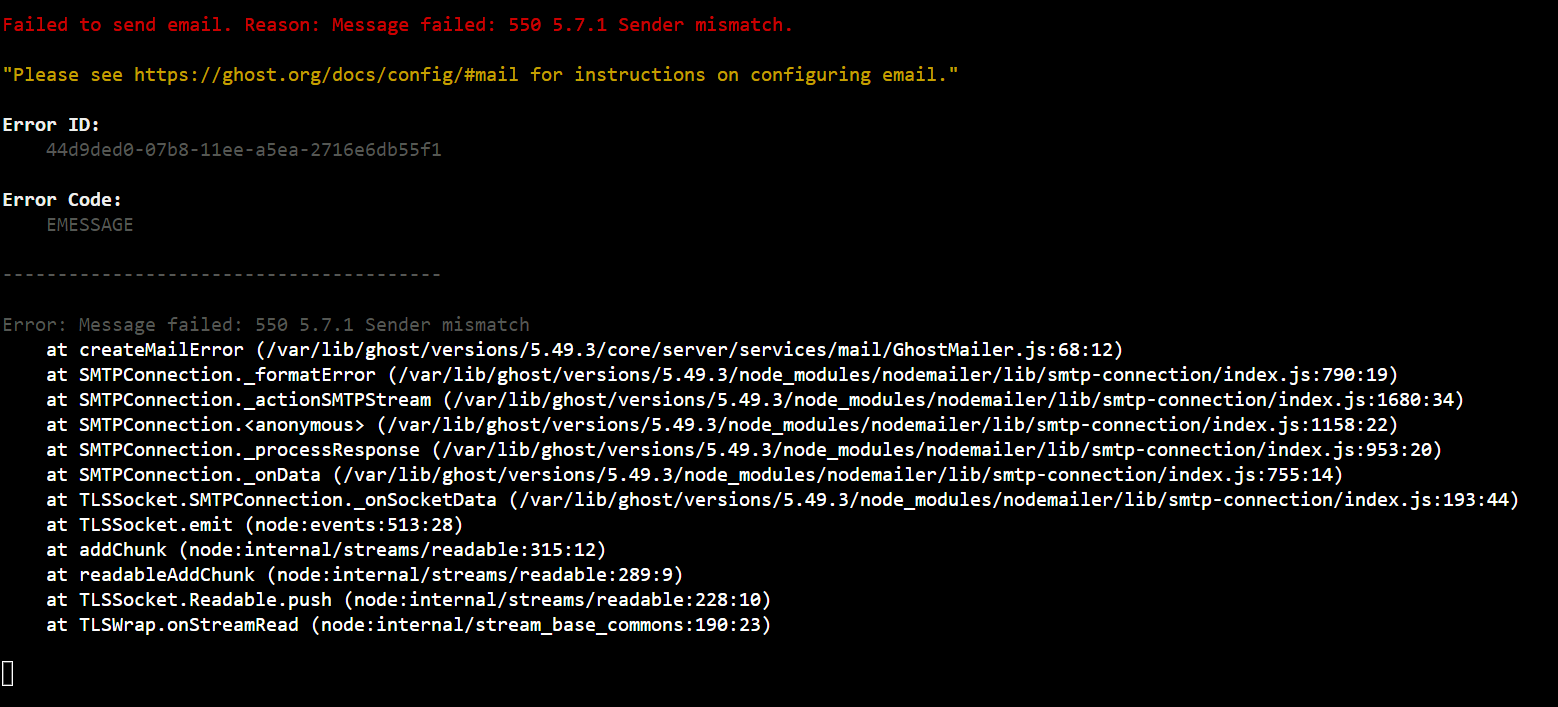 Error send email - Sender mismatch - Using Ghost - Ghost Forum