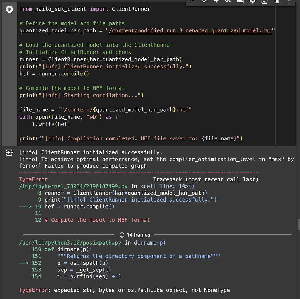 Optimization Error - End Nodes? - General - Hailo Community