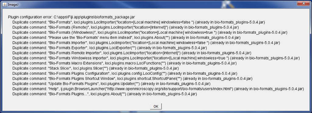 Plugin configuration Error with Bio-Formats package - Usage & Issues - Image.sc Forum
