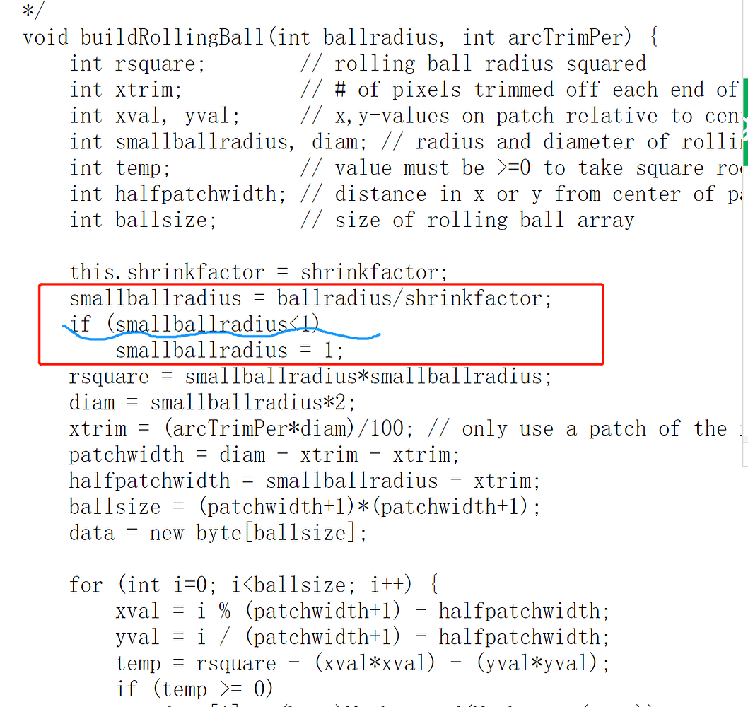 How To Determine The Rolling Ball Radius In Background Substraction Function Image Analysis