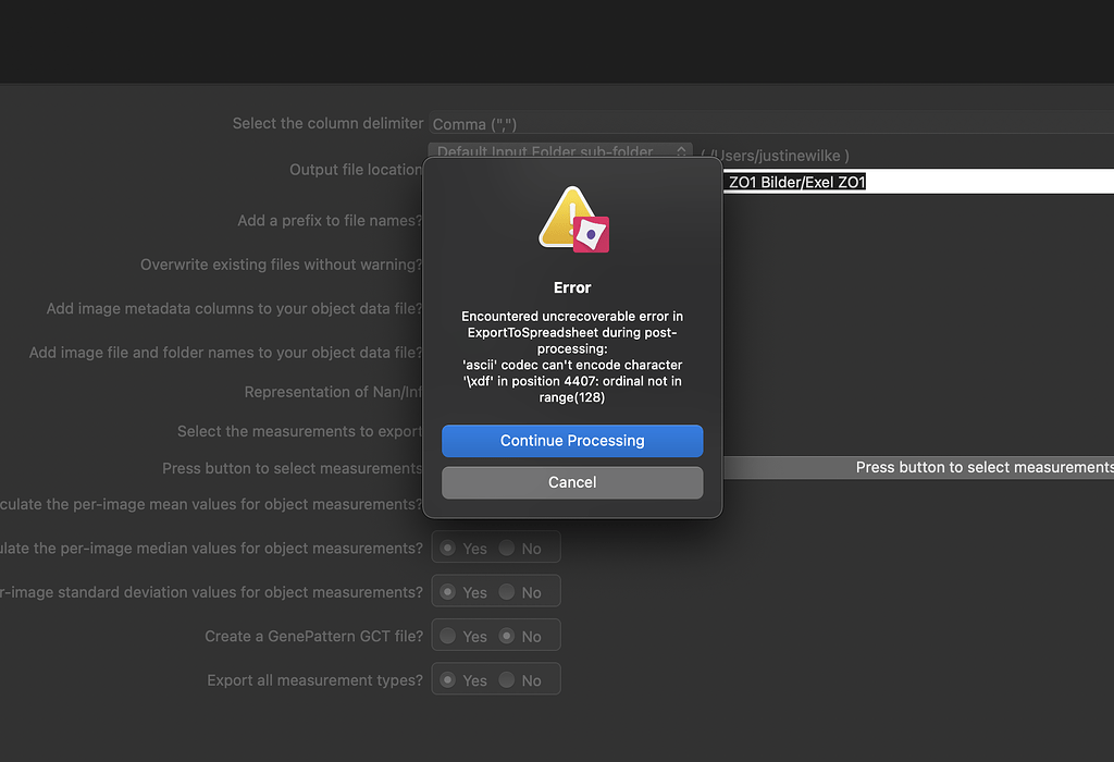 Problem with Export To Spreadsheet - Image Analysis - Image.sc Forum