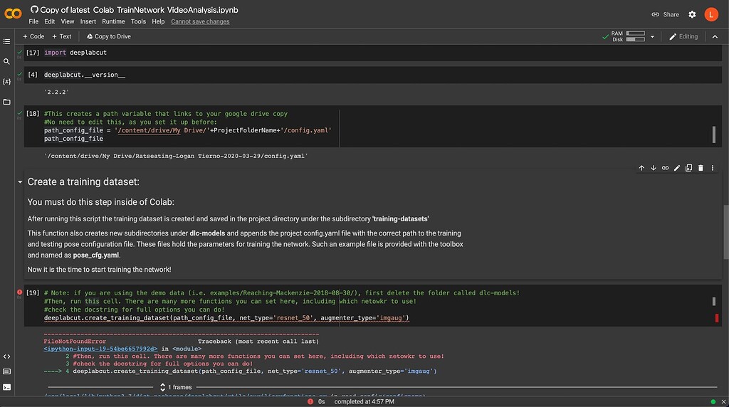 DLC Google Colab: create_training_dataset - Usage & Issues - Image.sc Forum