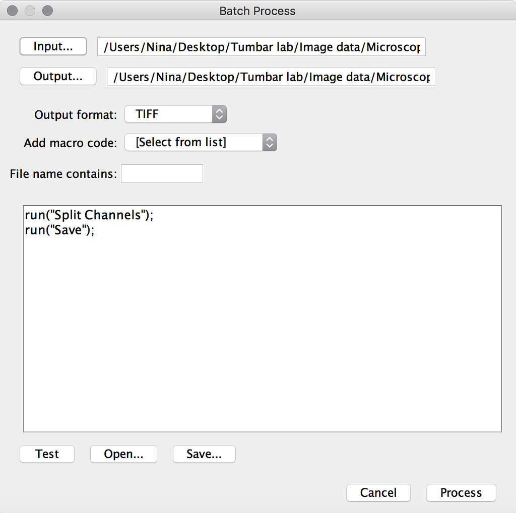 Macro in batch processing to split channel and save single channel ...