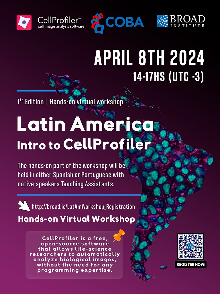 Latin American CellProfiler Workshop! - April 8, 2024 - Announcements - Image.sc Forum