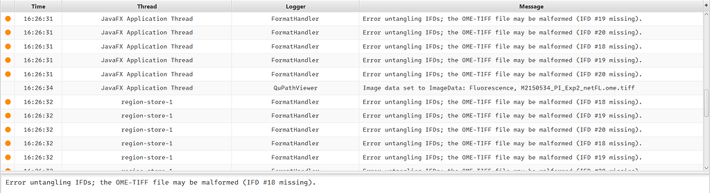 "Error Untangling IFDs" while loading ome-tiff in QuPath - Usage & Issues - Image.sc Forum