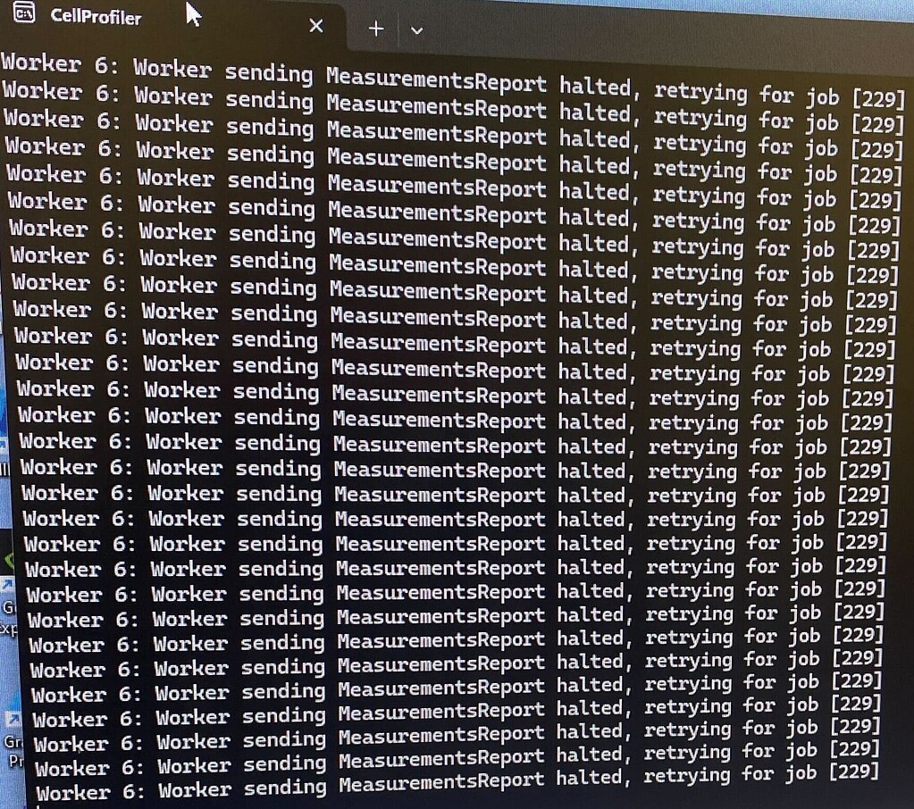 CellProfiler Looping "sending MeasurementReport halted" then crashing - Usage & Issues - Image ...