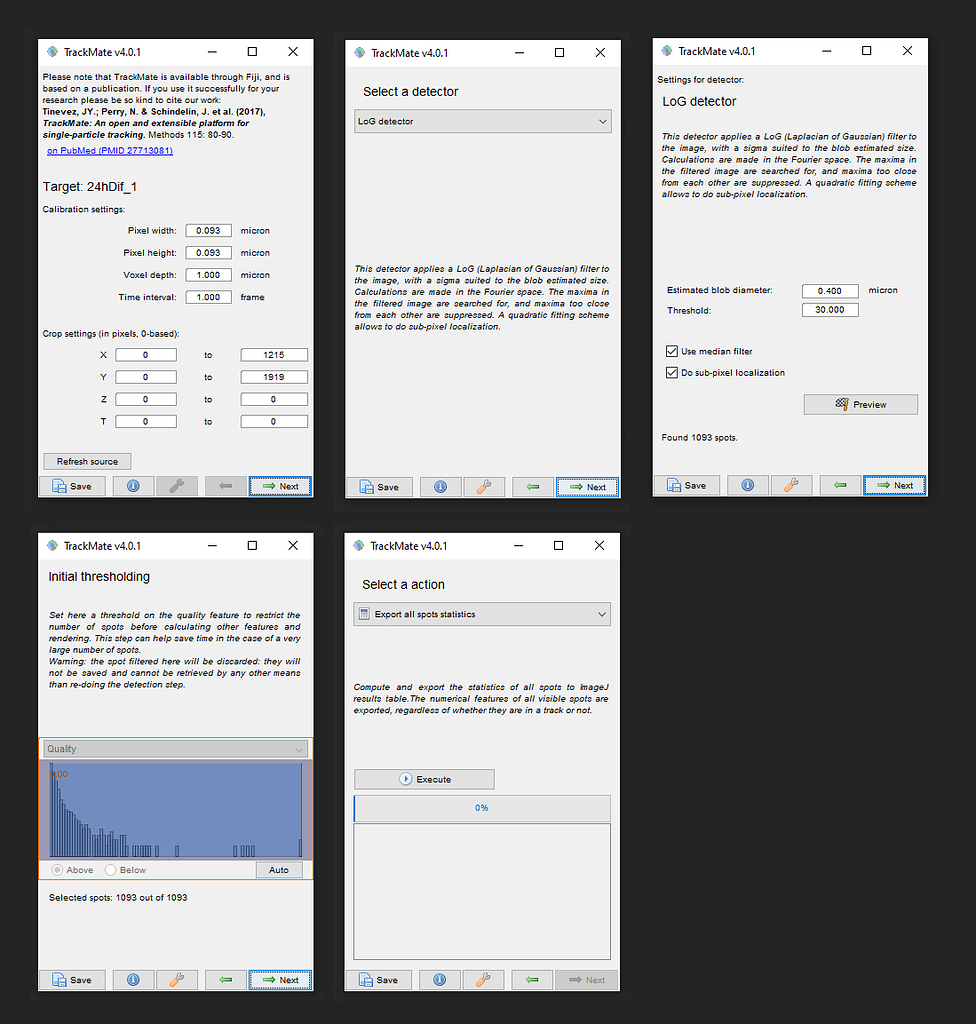 How to use TrackMate in a Macro to export All spots statistics as a CSV table - Image Analysis ...