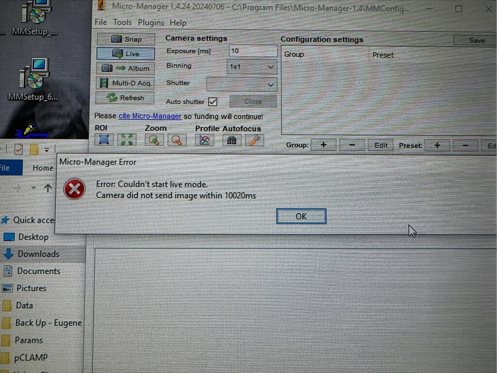Micro-manager live imaging error - Usage & Issues - Image.sc Forum