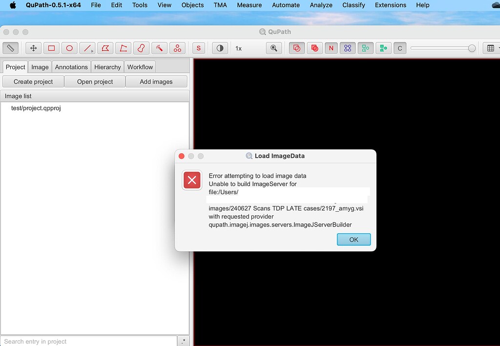 Can't open images in QuPath - Unable to build ImageServer - Usage & Issues - Image.sc Forum