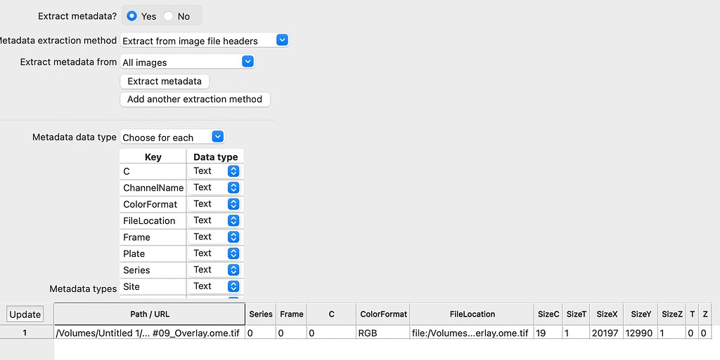 CellProfiller 4.2.5 reading metadata from pyramidal.ome.tif - Usage & Issues - Image.sc Forum