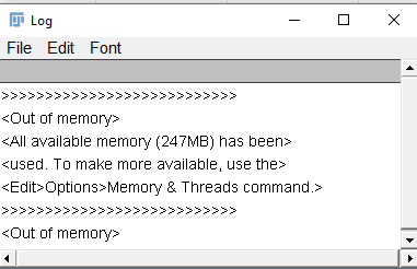 "Out of memory, all available memory (247MB) has been used" - Usage ...