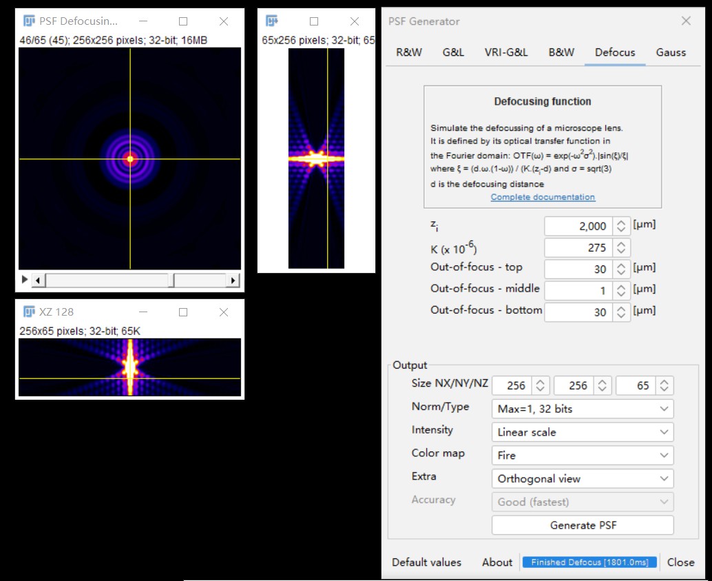 Light-scattering particle simulation image generation -using PSF ...