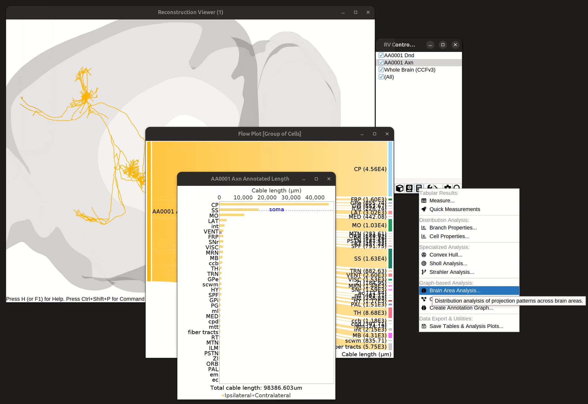 How to find projection target/brain region of projections using SNT and mouselight data base ...