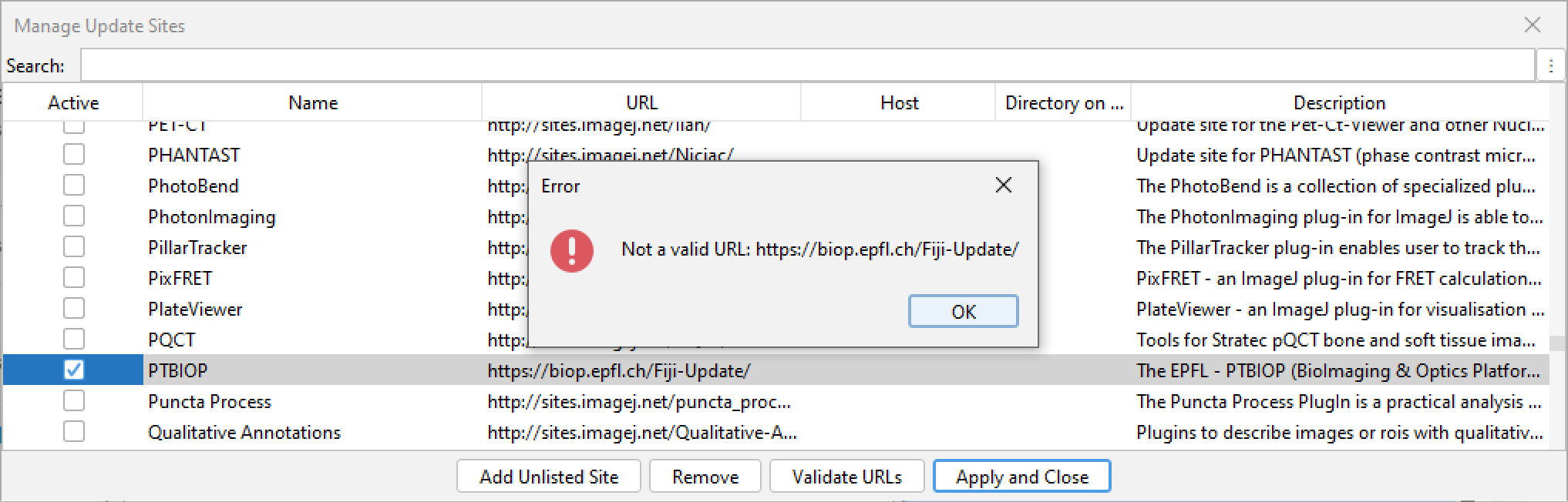 Fiji: Unable to update from https://biop.epfl.ch/Fiji-Update/ - Usage & Issues - Image.sc Forum