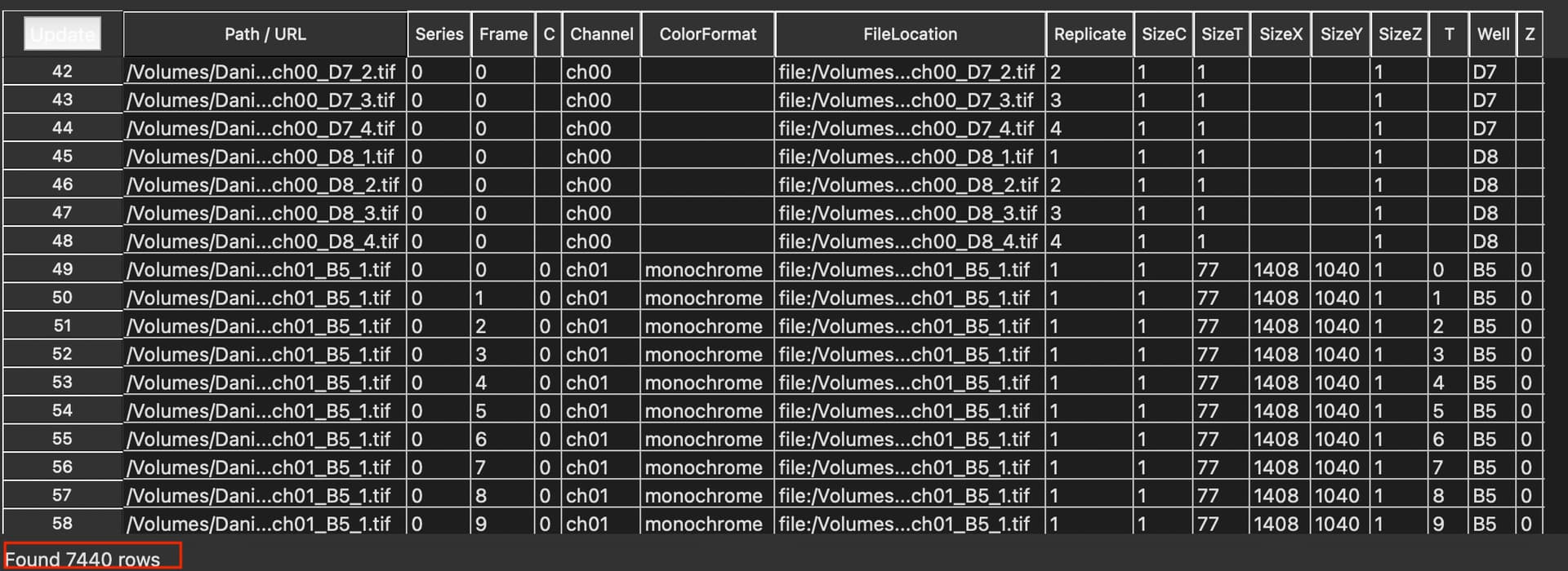 CellProfiler extract metadata from file header doesn't show individual images from TIFF stacks ...