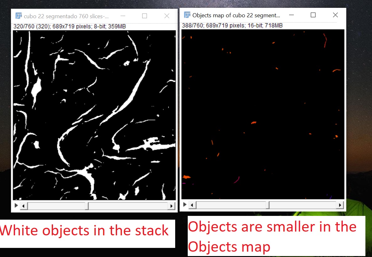 3D Object counter shows object maps with objects smaller than they are in the stack - Usage ...