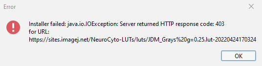 java.io.IOException: HTTP 403 when using Fiji updater for NeuroCyto LUTs - Usage & Issues ...