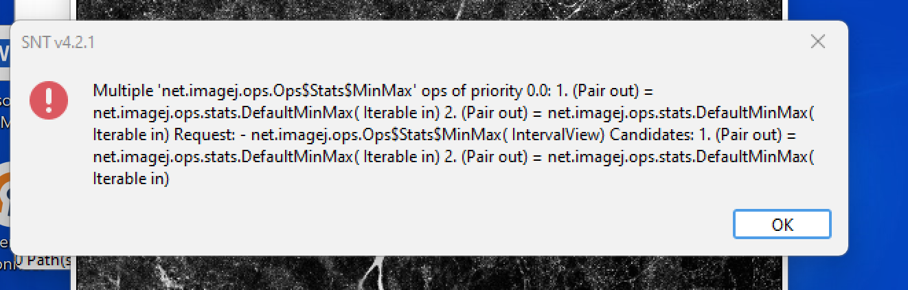 "I am attempting to create a path, but an error occurs while using SNT in ImageJ - Usage ...