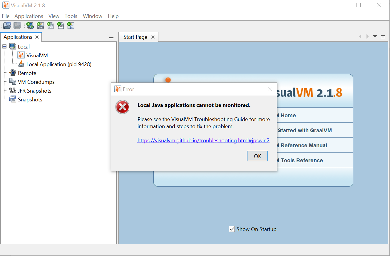 Visual VM - Local Java apps cant be monitored - Usage & Issues - Image.sc Forum