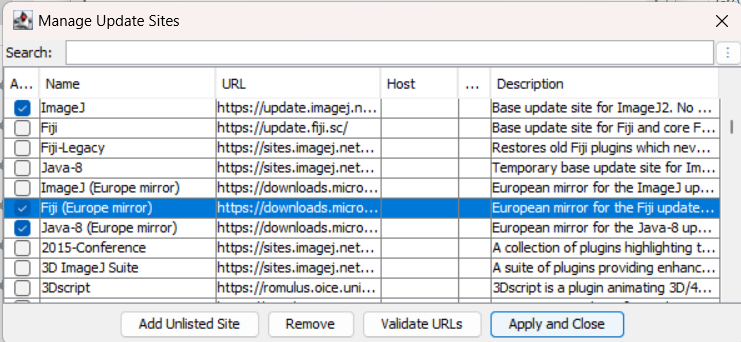 Errors with European mirrors for Fiji and ImageJ - Usage & Issues - Image.sc Forum