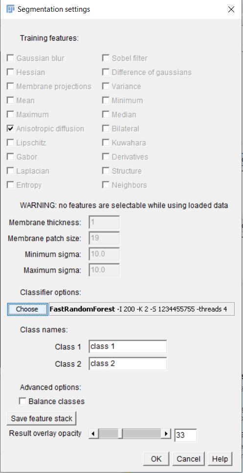 Trainable WEKA Segmentation "Could not apply Classifier" error after classifier load with ...