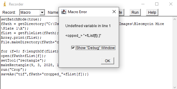 Cropping macro in ImageJ returns unidentified variable error - Image Analysis - Image.sc Forum