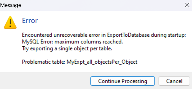 Error - MySQL Error - maximum columns reached - Usage & Issues - Image.sc Forum