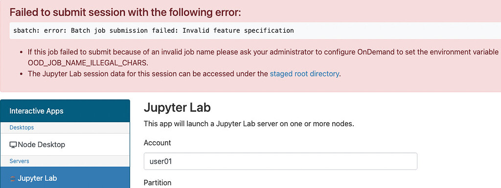 Interactive-apps sbatch: error: Batch job submission failed - Get Help - Open OnDemand
