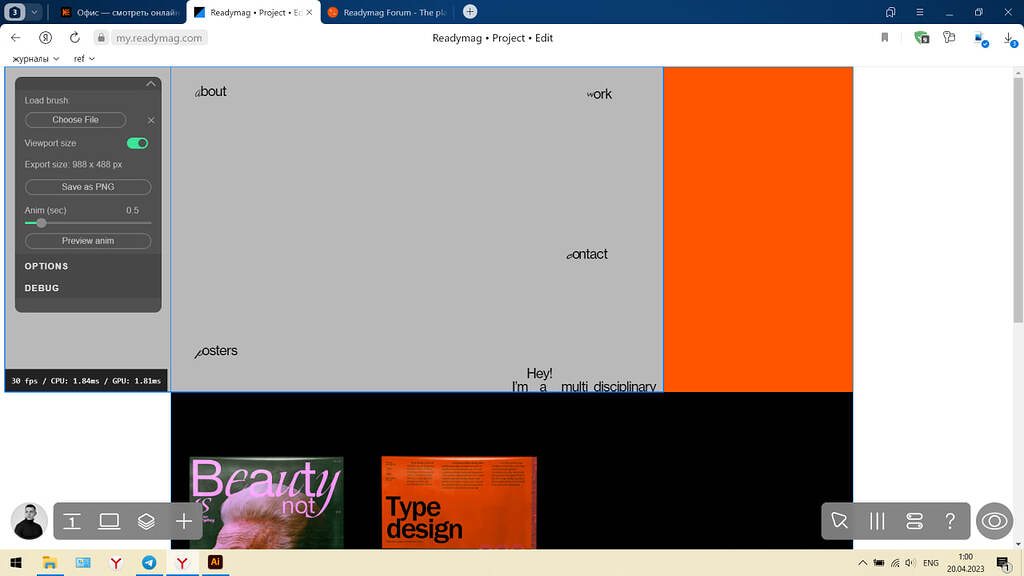 Custom cursor on code - Custom code - Readymag Forum