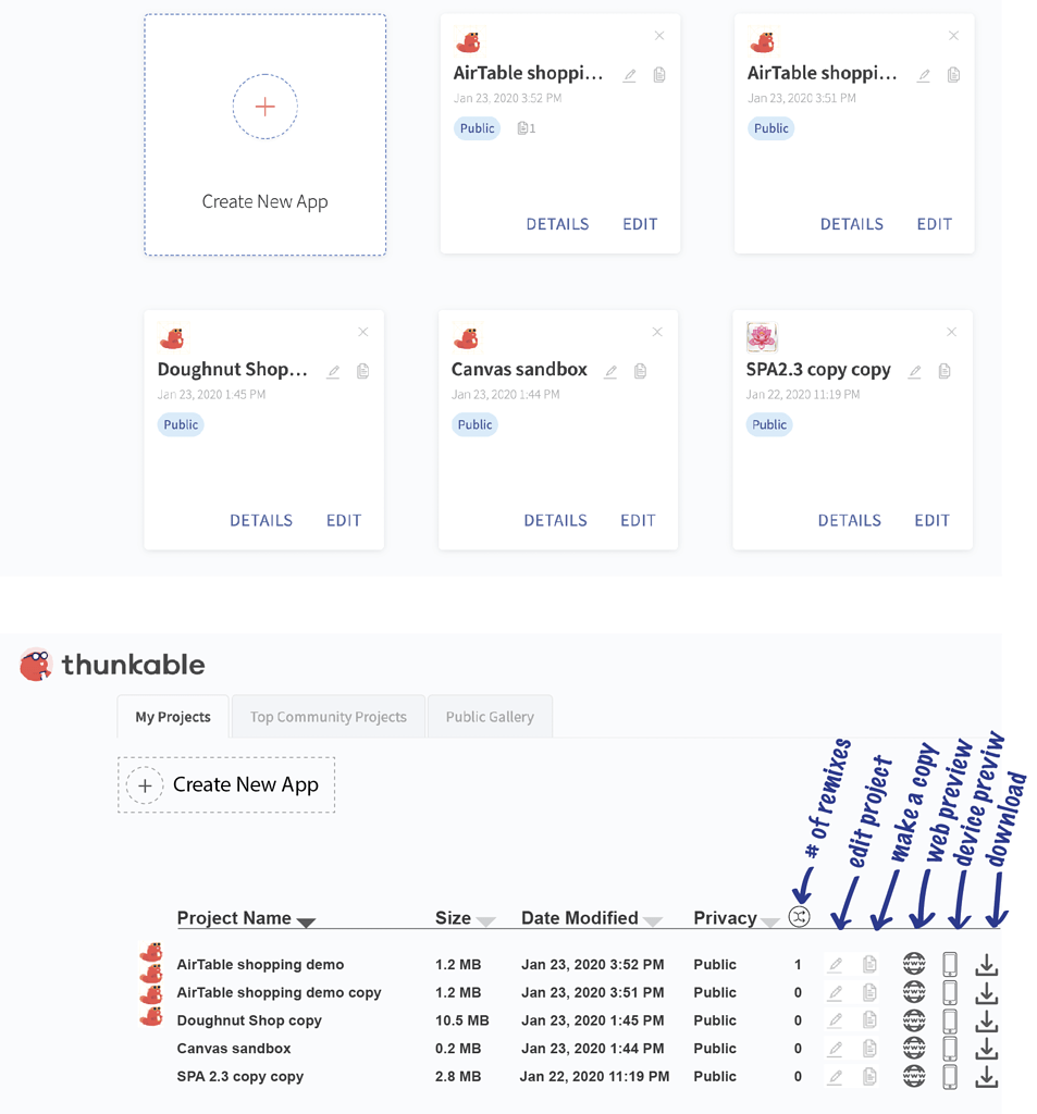 Revised Design for My Projects Page - Questions about Thunkable - Community