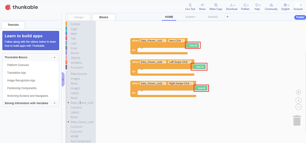How To Find And Use Row Id With Data Viewer List Questions About Thunkable Community