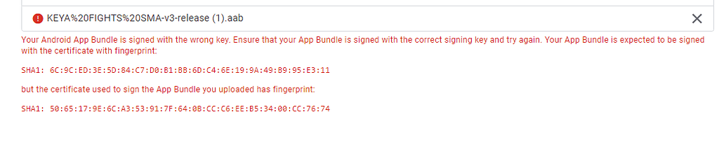 Android Publishing Error: App update not happening due to keystore error - Publishing - Community