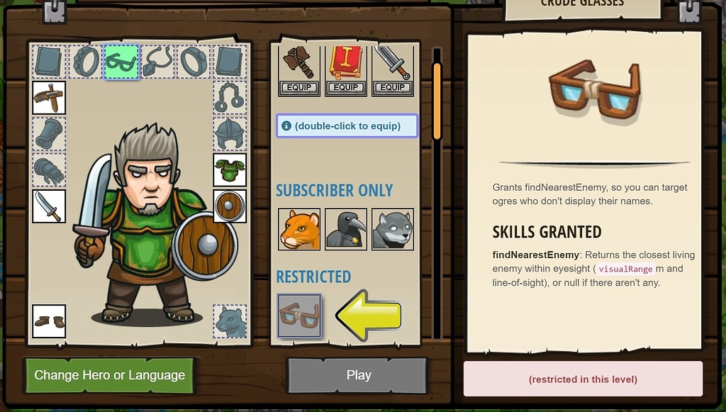 [SOLVED] Blind Distance - restricted item - Level Help