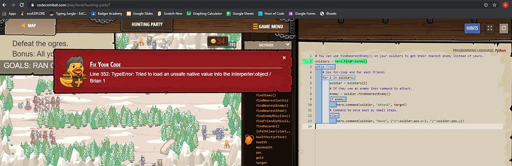 Cloudrip Mountain 8 / Hunting Party Error message - Level Help