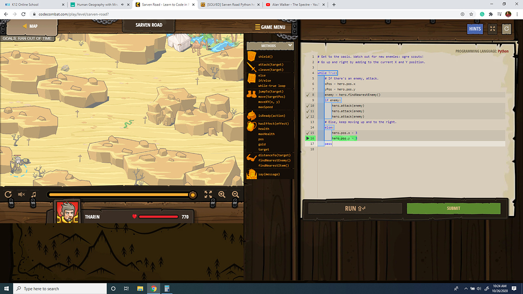 Sarven Road solution in python language - Level Help