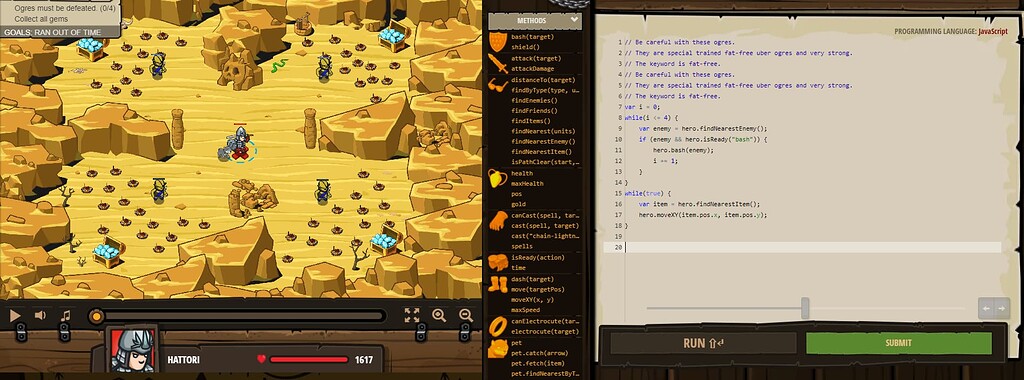 [SOLVED] Help with "Bash them all" [JavaScript] - Level Help