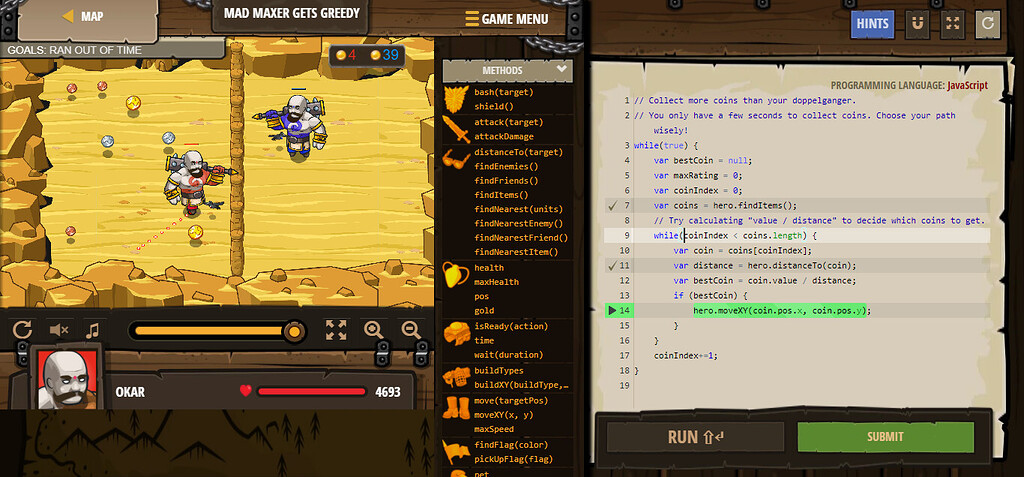 Mad maxer gets greedy - Javascript or any - Level Help