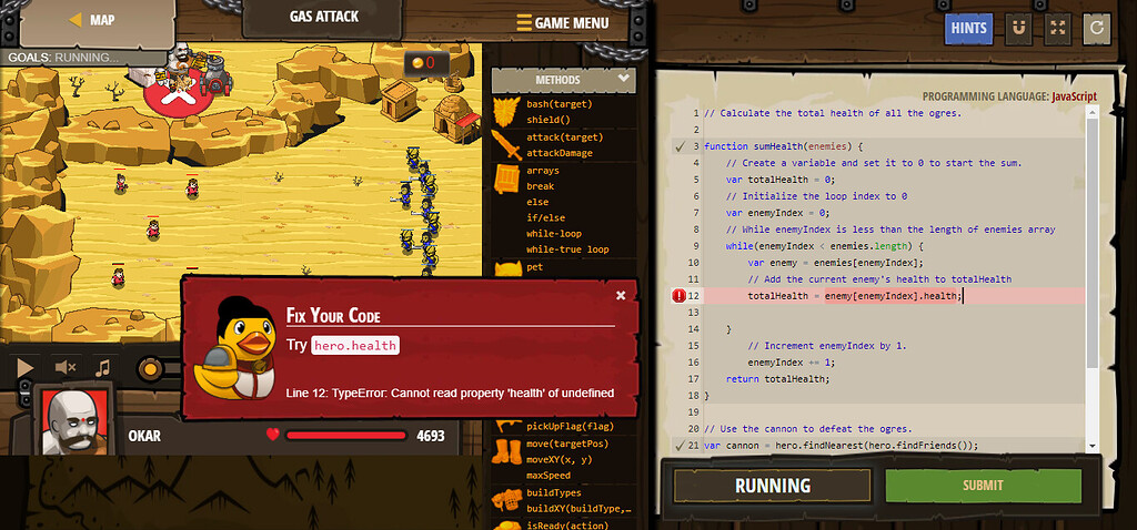 Gas attack help - JS OR ANY - Level Help