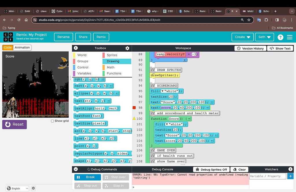 Scoreboard and Health Score Errors - Coding and Debugging Help - Code.org Professional Learning ...