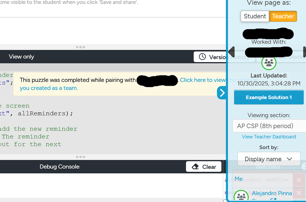 Students Paired on their Lessons - Website and Tools Questions - Code ...