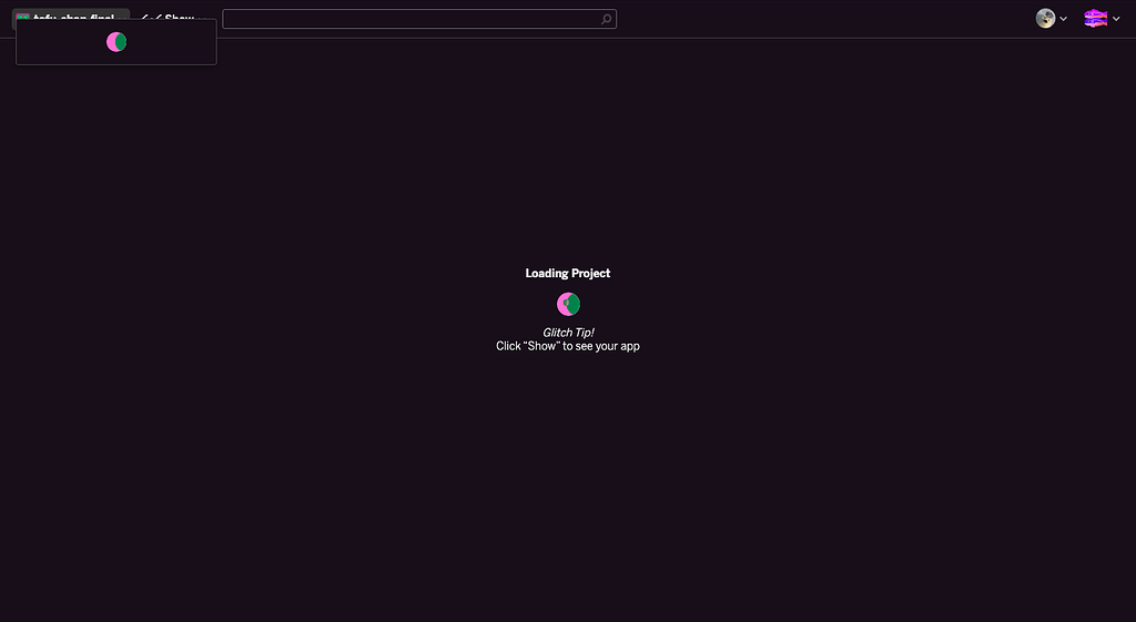 Glitch project editor not loading (stuck on loading screen, menu screen ...