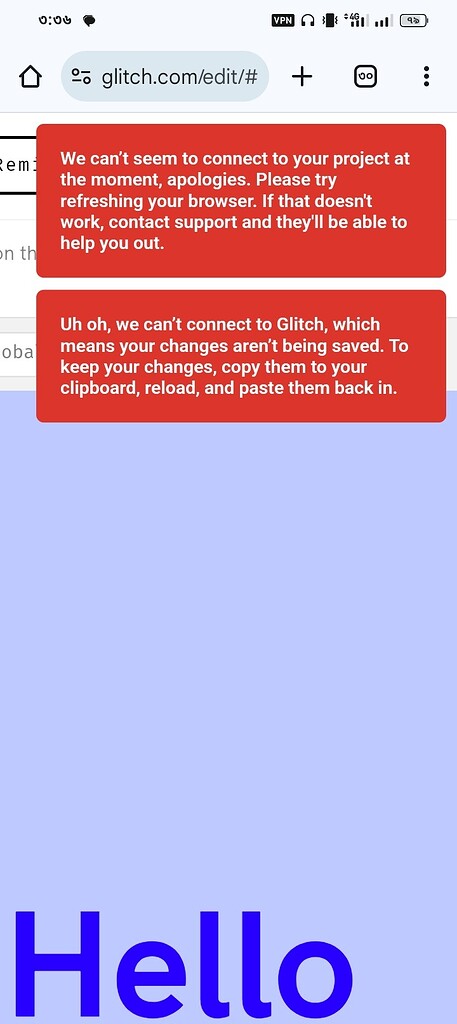 Glitch can’t connect to my project in the editor 2025 - javascript ...
