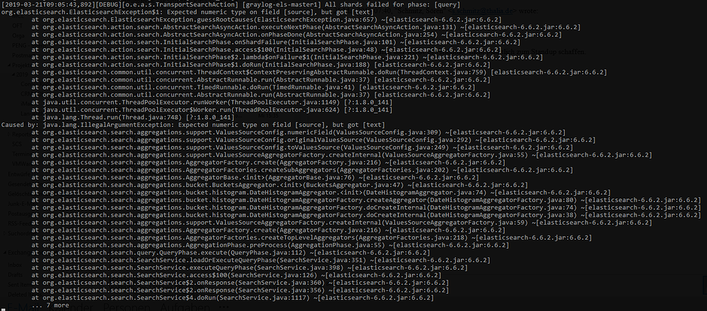 Elasticsearch Errors After Upgrade To 66 Graylog Sends Aggregation Request Graylog Central