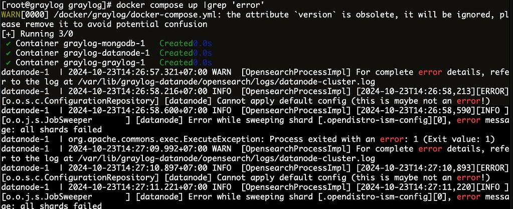 Error while sweeping shard - Graylog Central (peer support) - Graylog Community