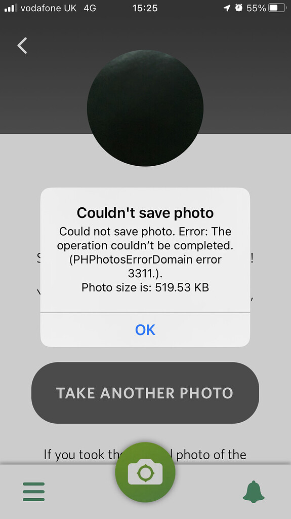 Seek Error Message - Photos (Could not save photo. PHPhotosErrorDomain error 3311) - Bug Reports ...