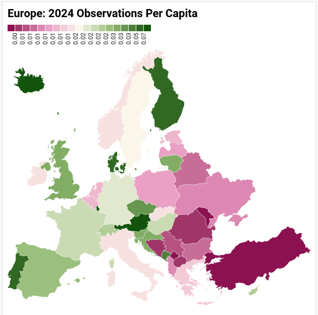 Was Your State a Slacker? - 2024 USA Observations Per Capita (Edit ...