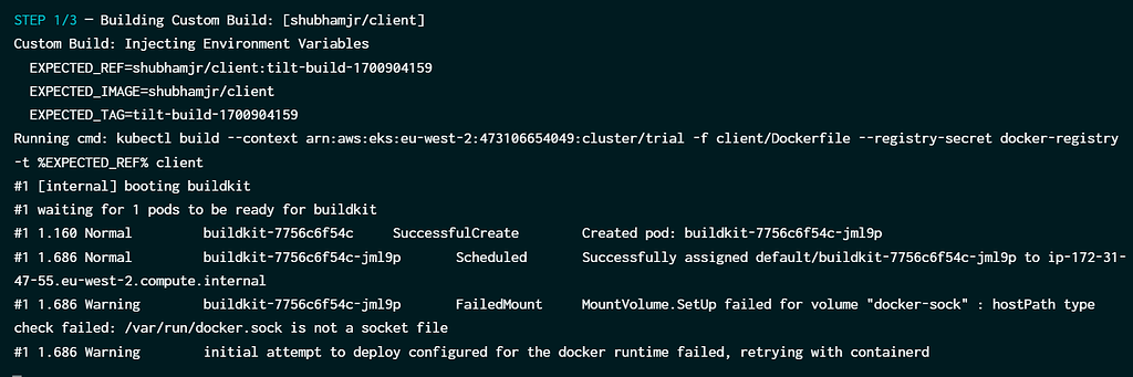 Issue with `kubectl build` on Amazon EKS: FailedMount for Docker Socket in Pod - General ...