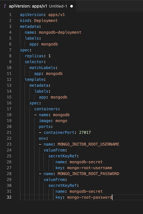 Error: error parsing mongodb-deployment.yaml: error converting YAML to ...