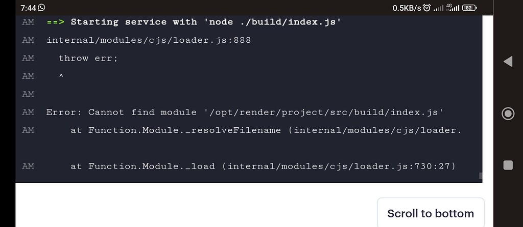 Can not find module: opt/render/project/src/build/index - Render Can not find module: opt/render/project/src/build/index - Render